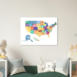 USA Map - Colorful United States of America Map, Usa Map Print, USA ...