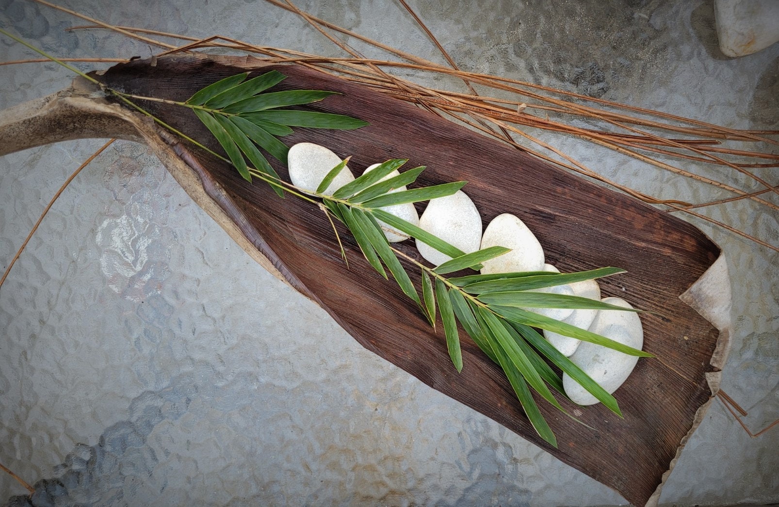 Palm Frond Art/sheath/paint Outdoor Decor/primitive/tiki/rustic Bridal ...