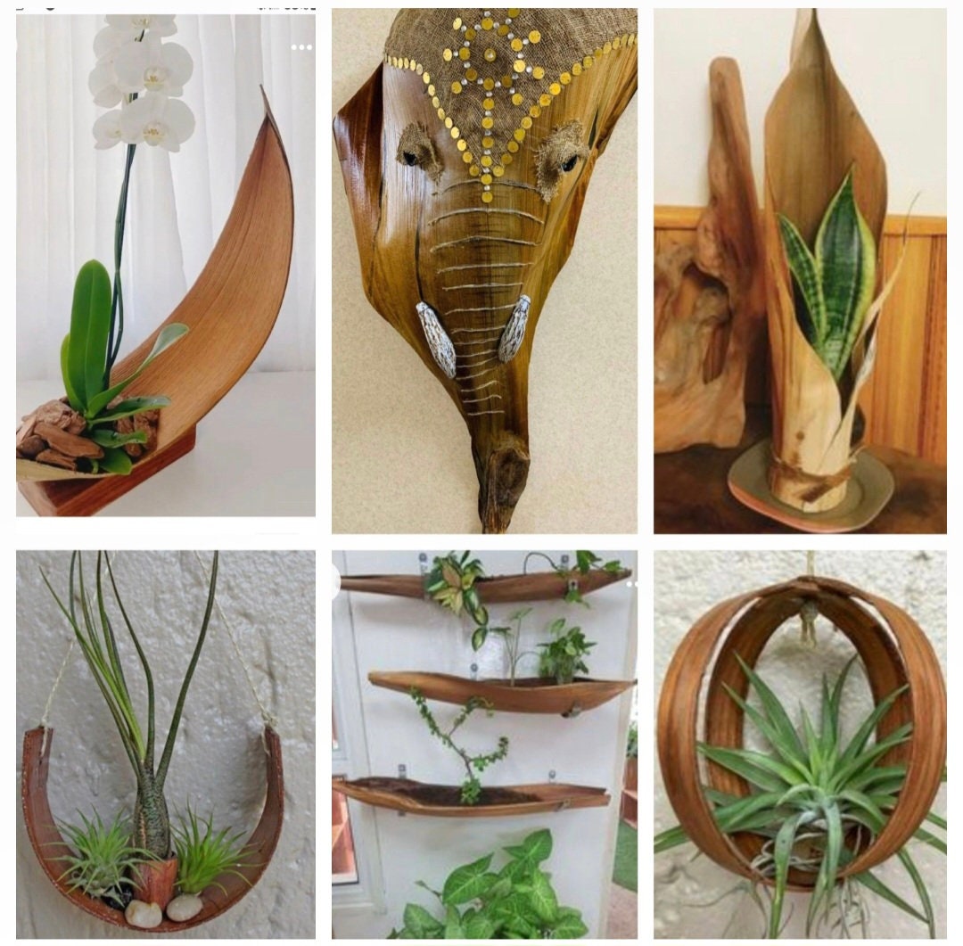 Palm Frond Art/sheath/paint Outdoor Decor/primitive/tiki/rustic Bridal ...