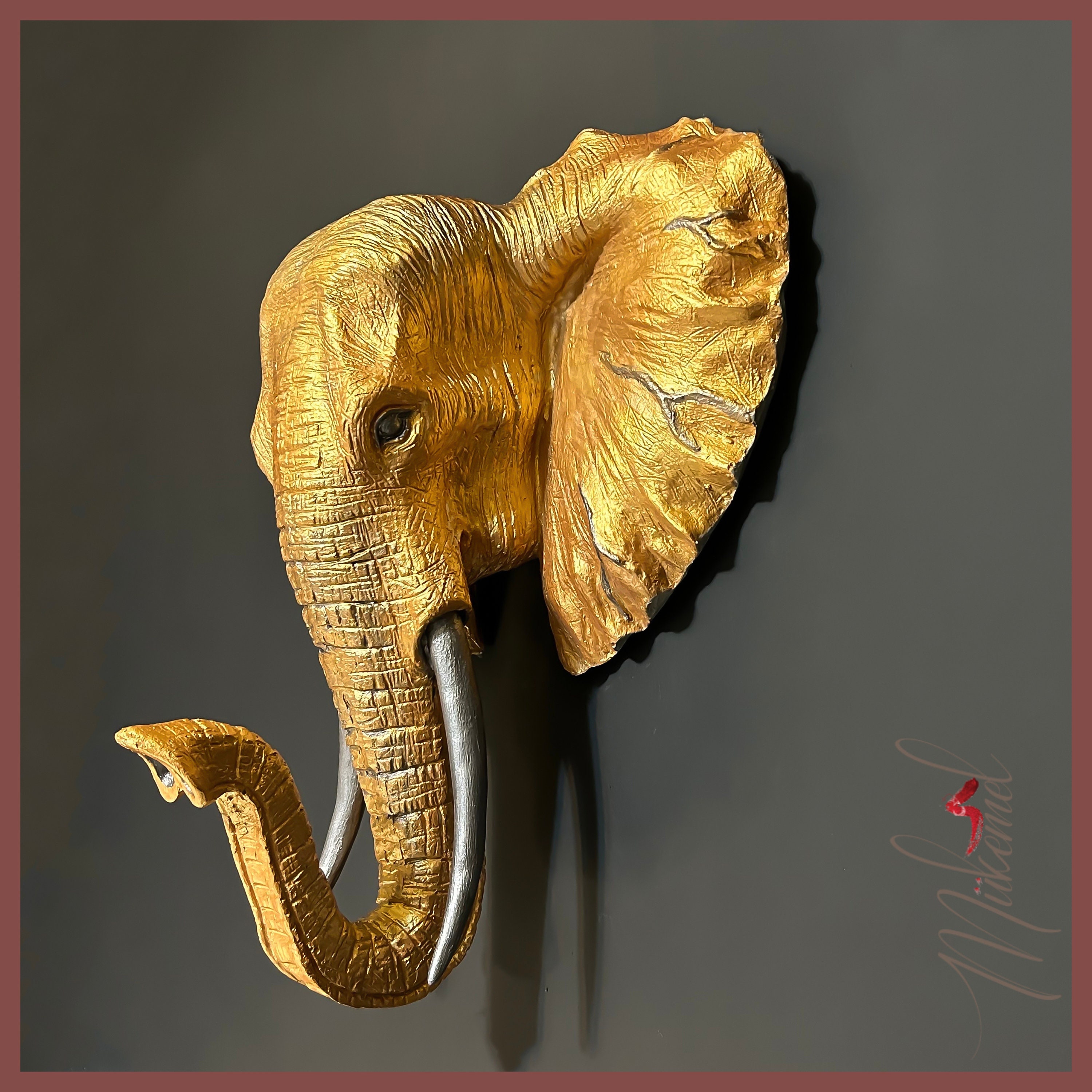 Jumbo Elephant Head Wall Sculpture: Large African Home Decor (16.5 In ...