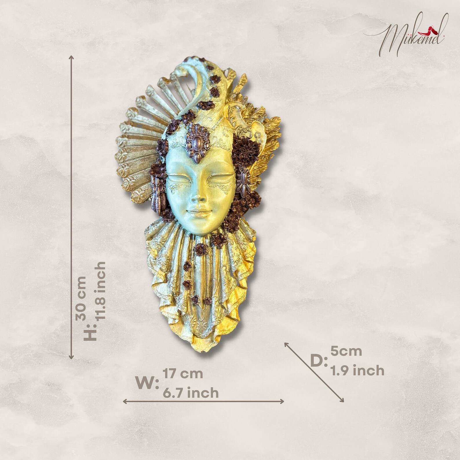 Venetian Mask 12 In, Triple Wall Decoration, Masquerade Vibes, Macro ...