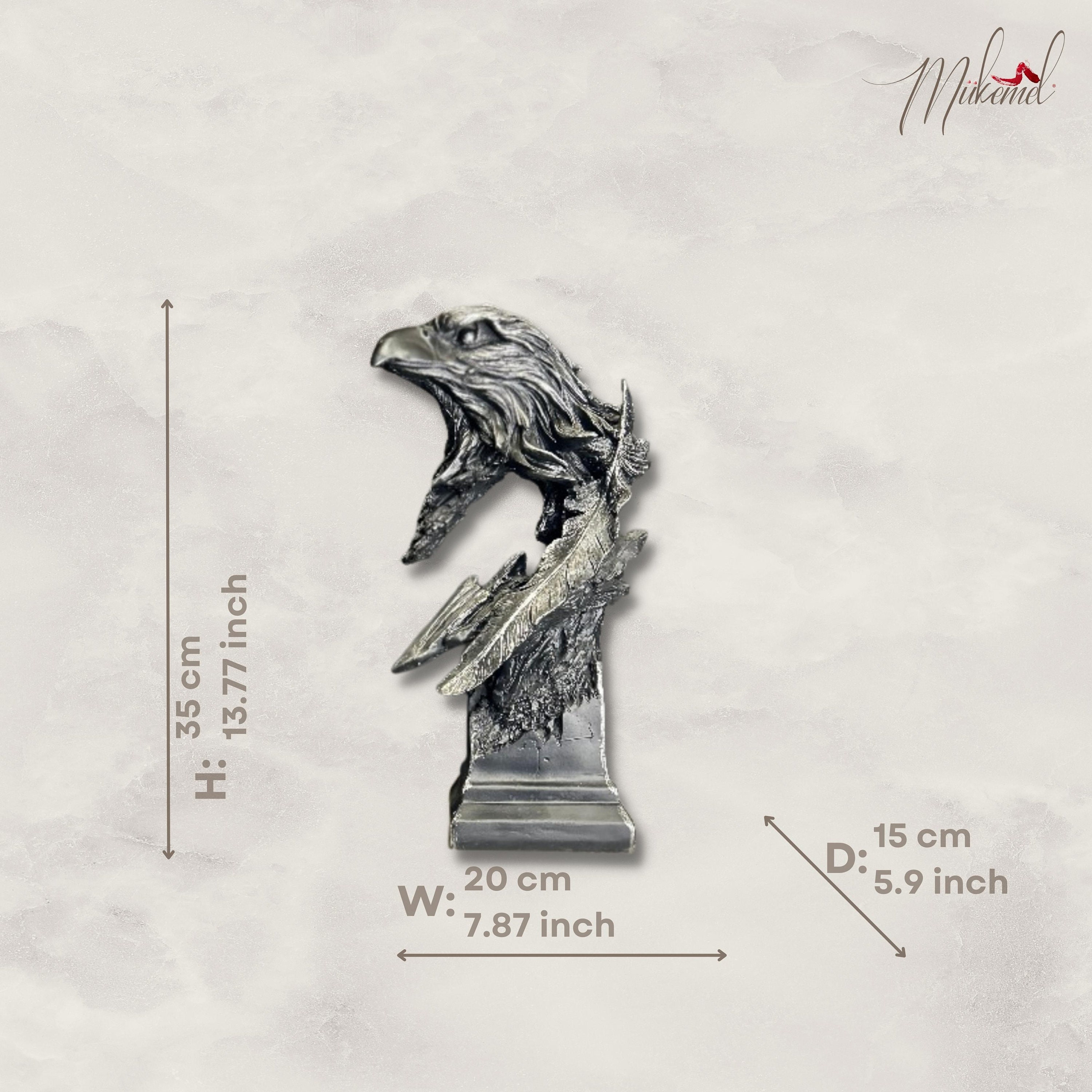 Handmade Polyester Eagle Bust Statue: Feathered Sky Creature (13.8 Inch ...