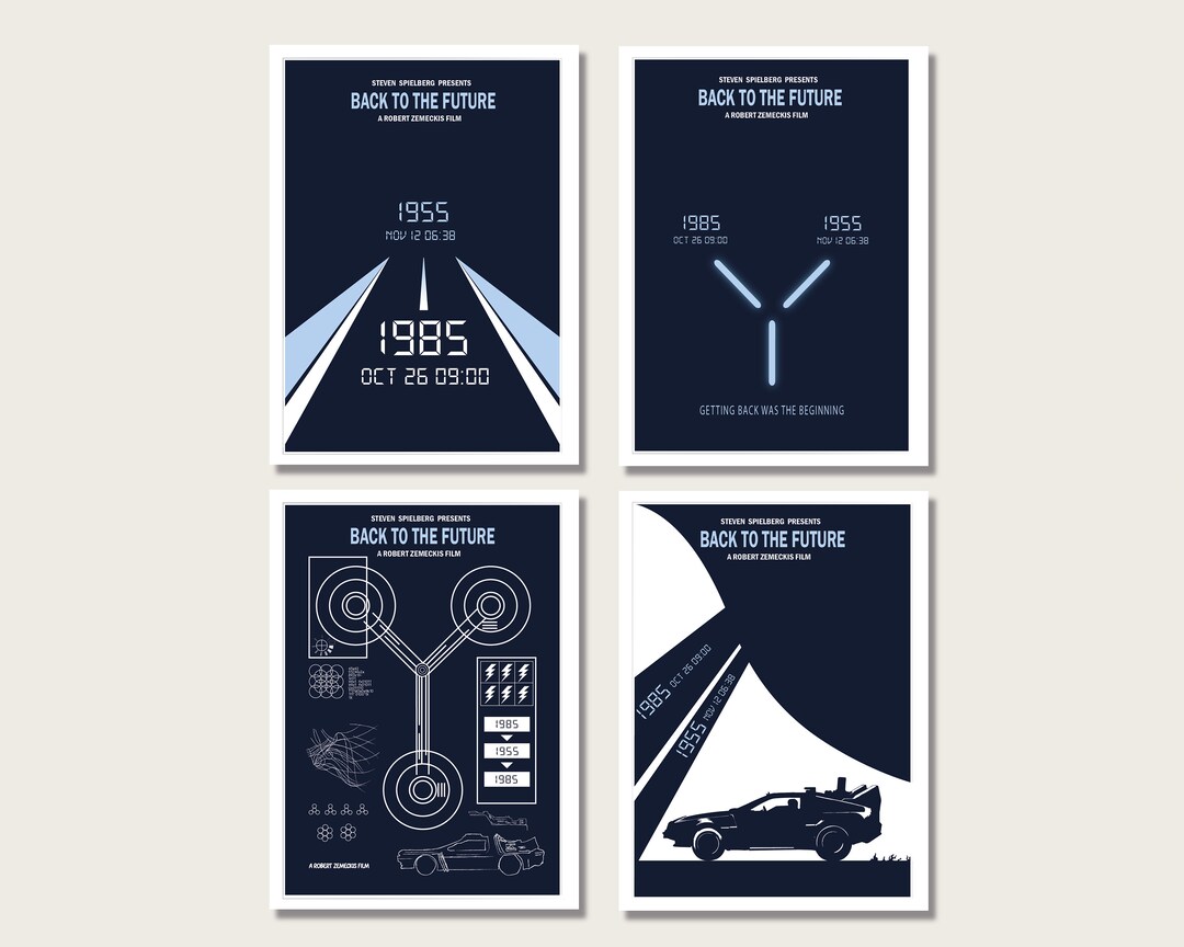Set of 4 Back to the Future Poster, Back to the Future Print, Movie ...