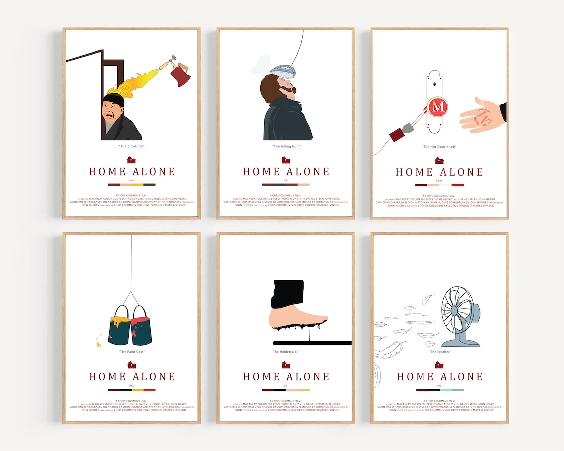 Home Alone Minimalist Poster Set, Kevins Home Alone Traps, Home Alone ...