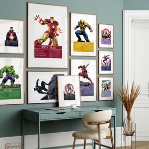 Superhero Poster Set, Marvel Universe Poster Set, Marvel, Marvel ...
