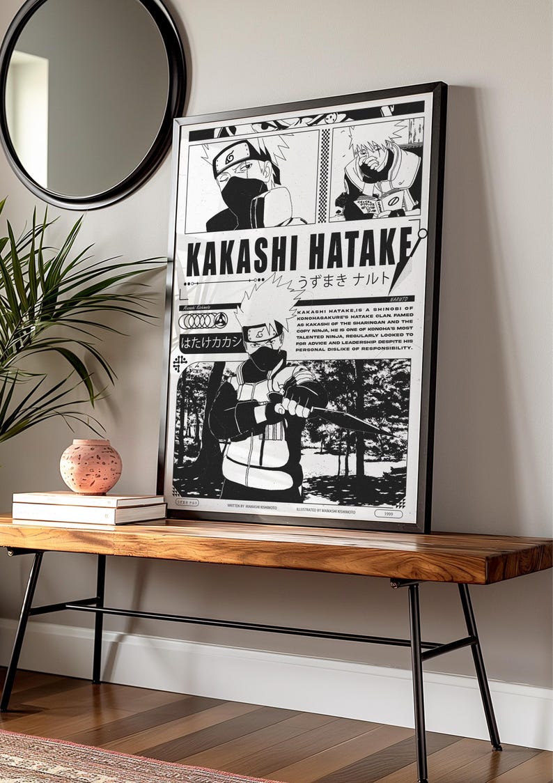 Naruto Hatake Kakashi Poster - Naruto Wall Art - Minimalist Anime ...