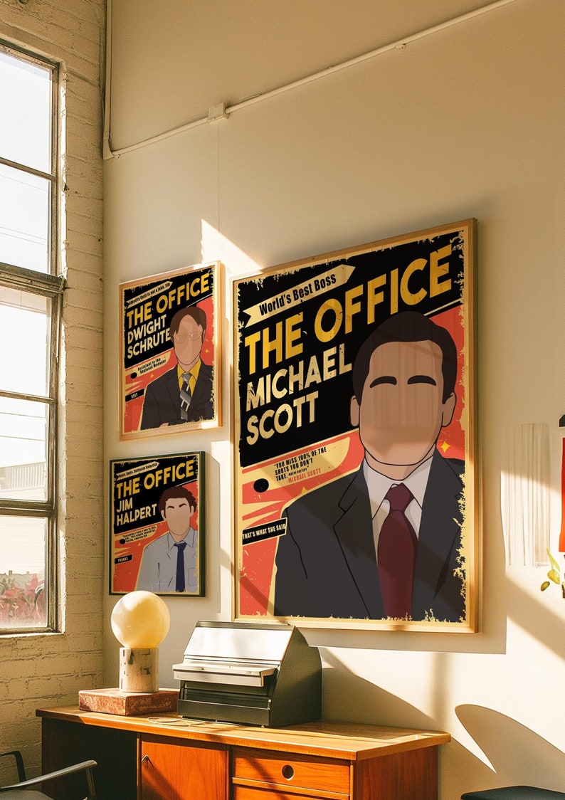 The Office Poster Set, Vintage the Office Print, Jim Halpert - Michael ...