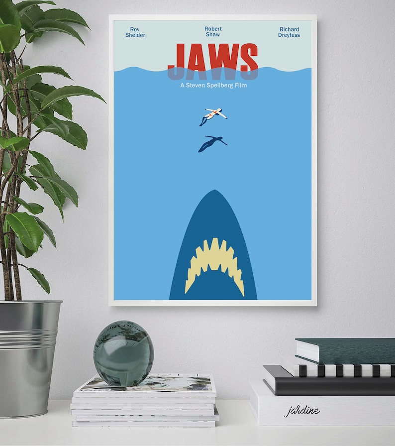 Jaws Poster Jaws Movie Print Jaws Movie Poster Shark Steven Spielberg ...
