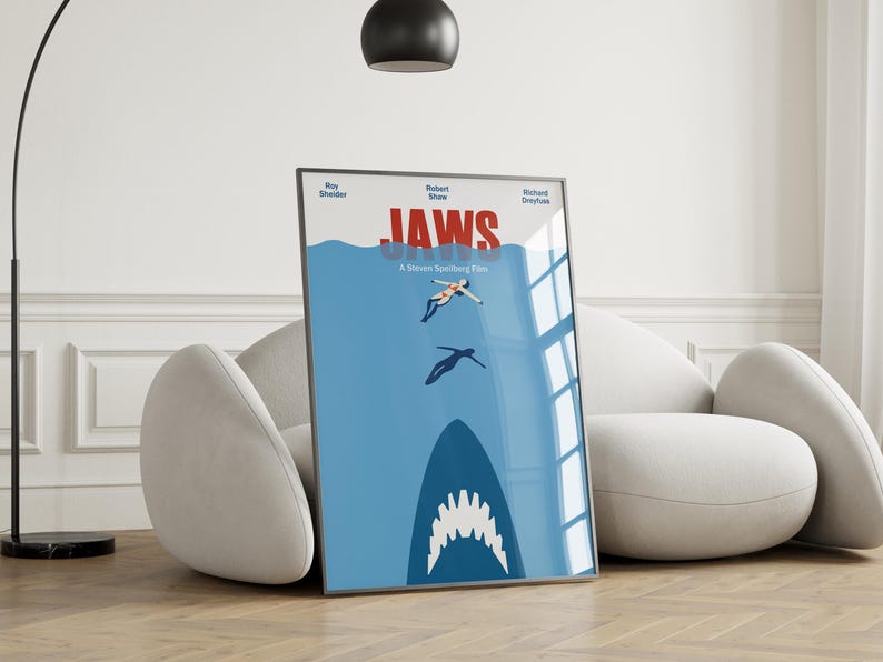 Jaws Poster Jaws Movie Print Jaws Movie Poster Shark Steven Spielberg ...