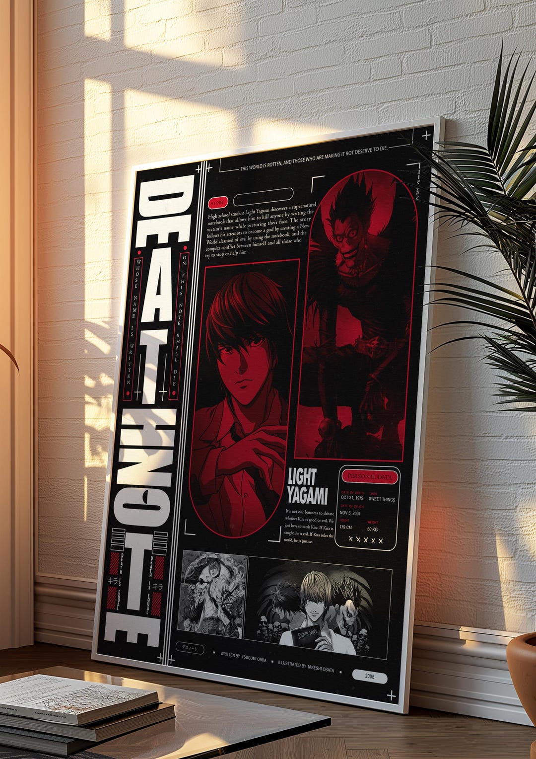 Death Note Poster Yagami Light Ryuk Death Note Wall Art Death Note ...