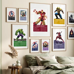Superhero Poster Set, Marvel Universe Poster Set, Marvel, Marvel ...