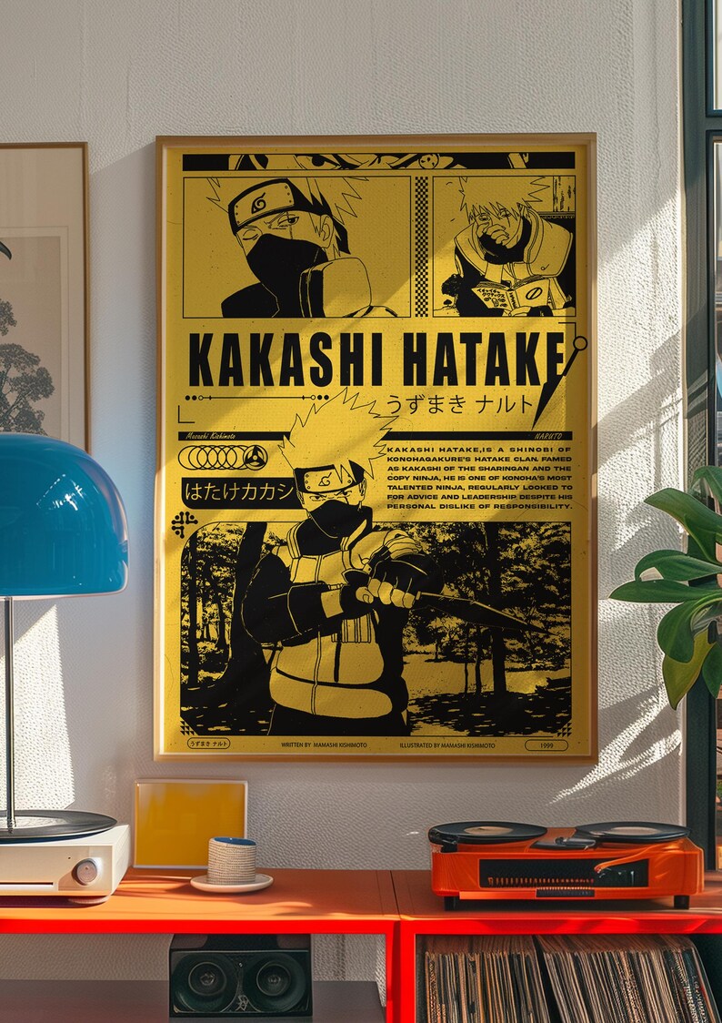 Naruto Hatake Kakashi Poster - Naruto Wall Art - Minimalist Anime ...