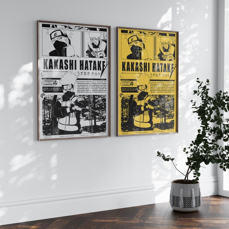 Naruto Hatake Kakashi Poster - Naruto Wall Art - Minimalist Anime ...