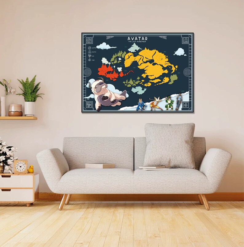 Map of the Last Airbender, Elements and Map of the Last Airbender, Aang, Katara, Sokka, Toph ...