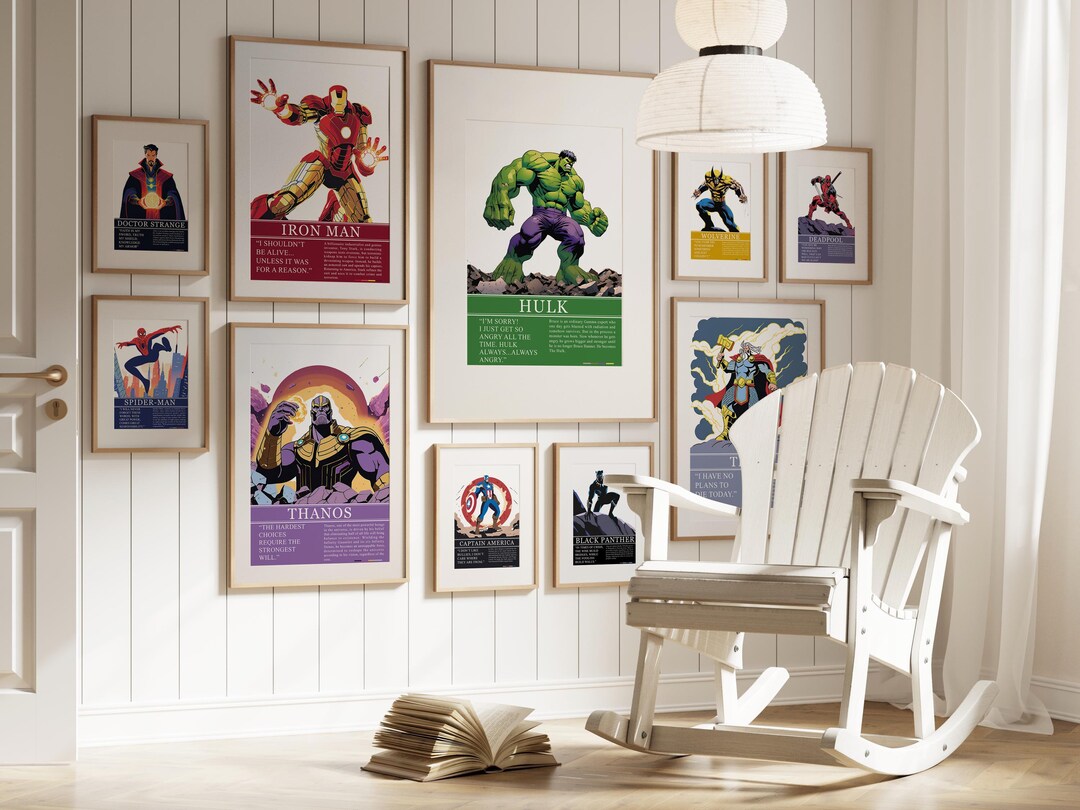 Superhero Poster Set, Marvel Universe Poster Set, Marvel, Marvel ...