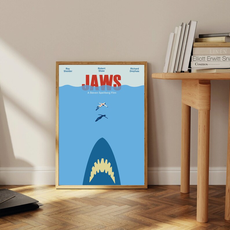 Jaws Poster Jaws Movie Print Jaws Movie Poster Shark Steven Spielberg ...
