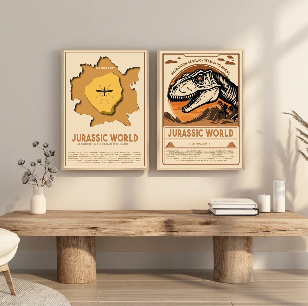 Set of 2 Jurassic Park Poster Jurassic Park Print Universal Studios ...