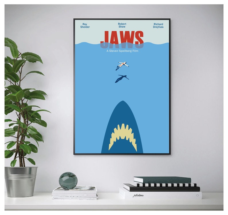 Jaws Poster Jaws Movie Print Jaws Movie Poster Shark Steven Spielberg ...