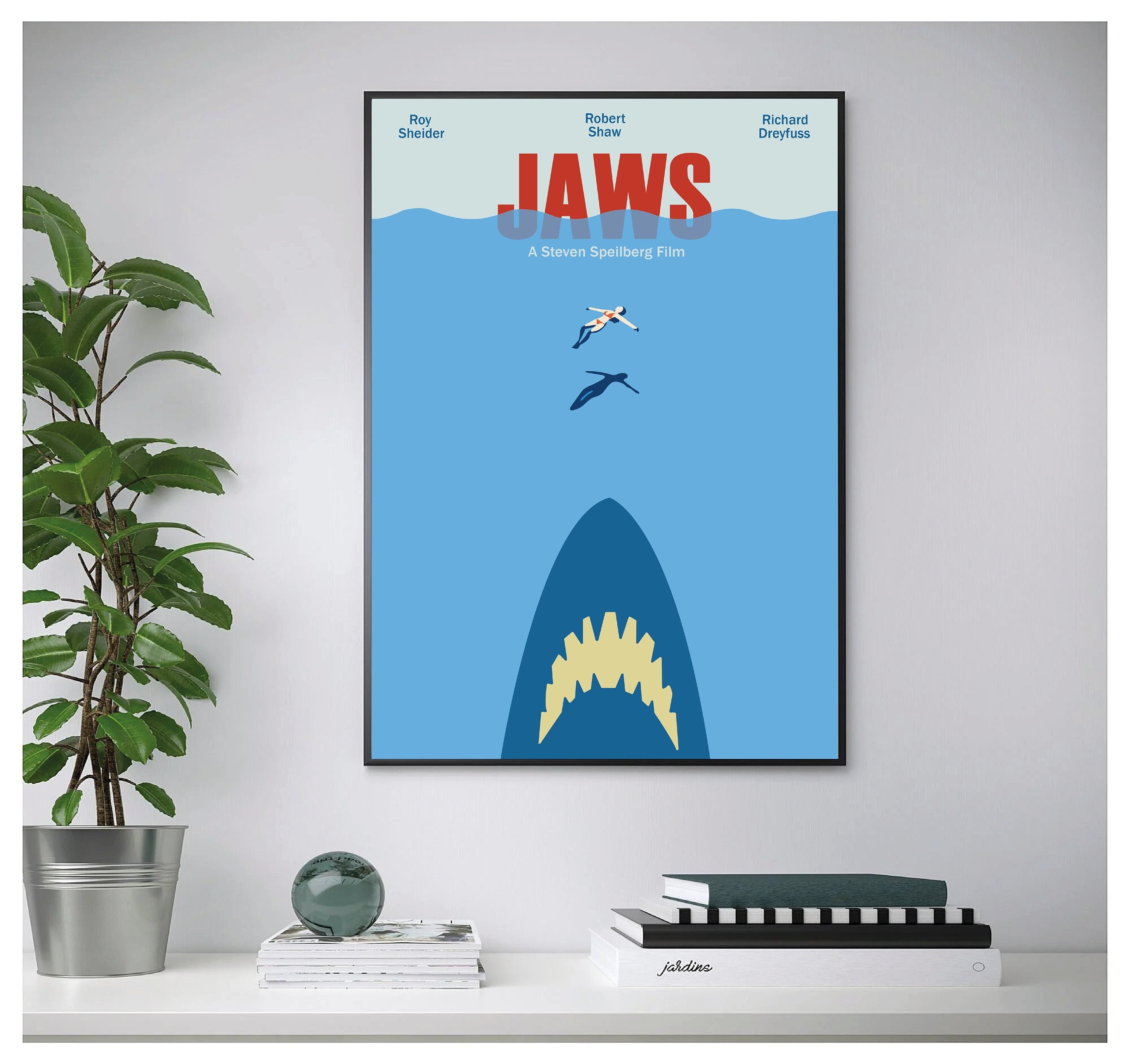 Jaws Poster Jaws Movie Print Jaws Movie Poster Shark Steven Spielberg ...