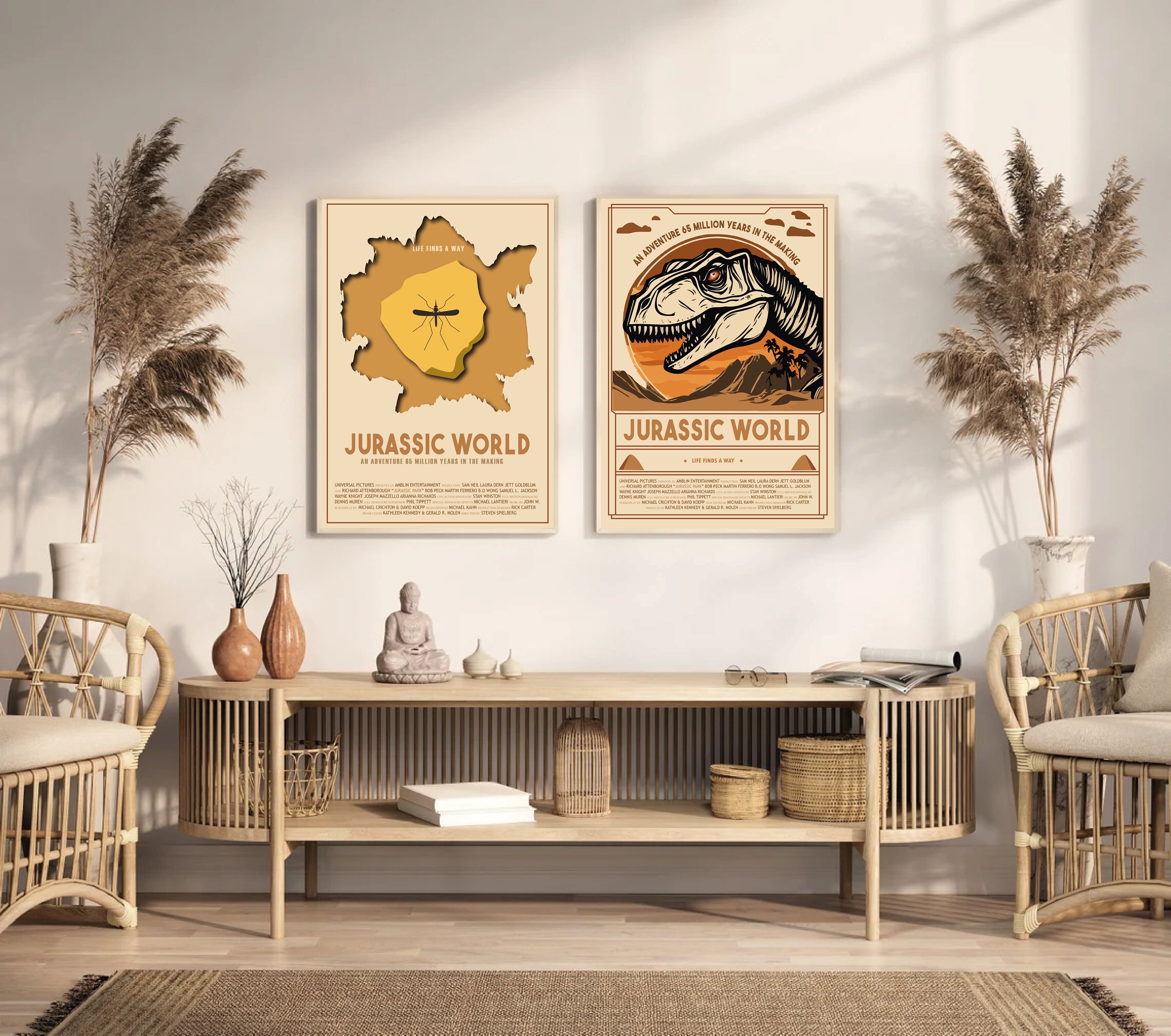 Set of 2 Jurassic Park Poster Jurassic Park Print Universal Studios ...