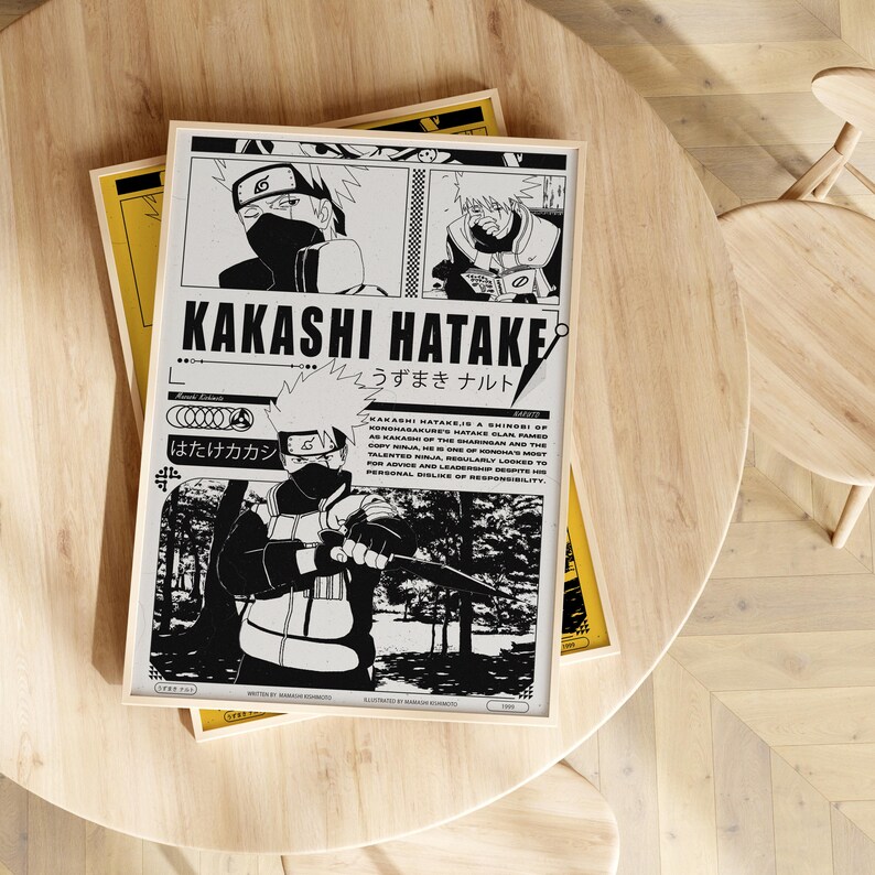 Naruto Hatake Kakashi Poster - Naruto Wall Art - Minimalist Anime ...