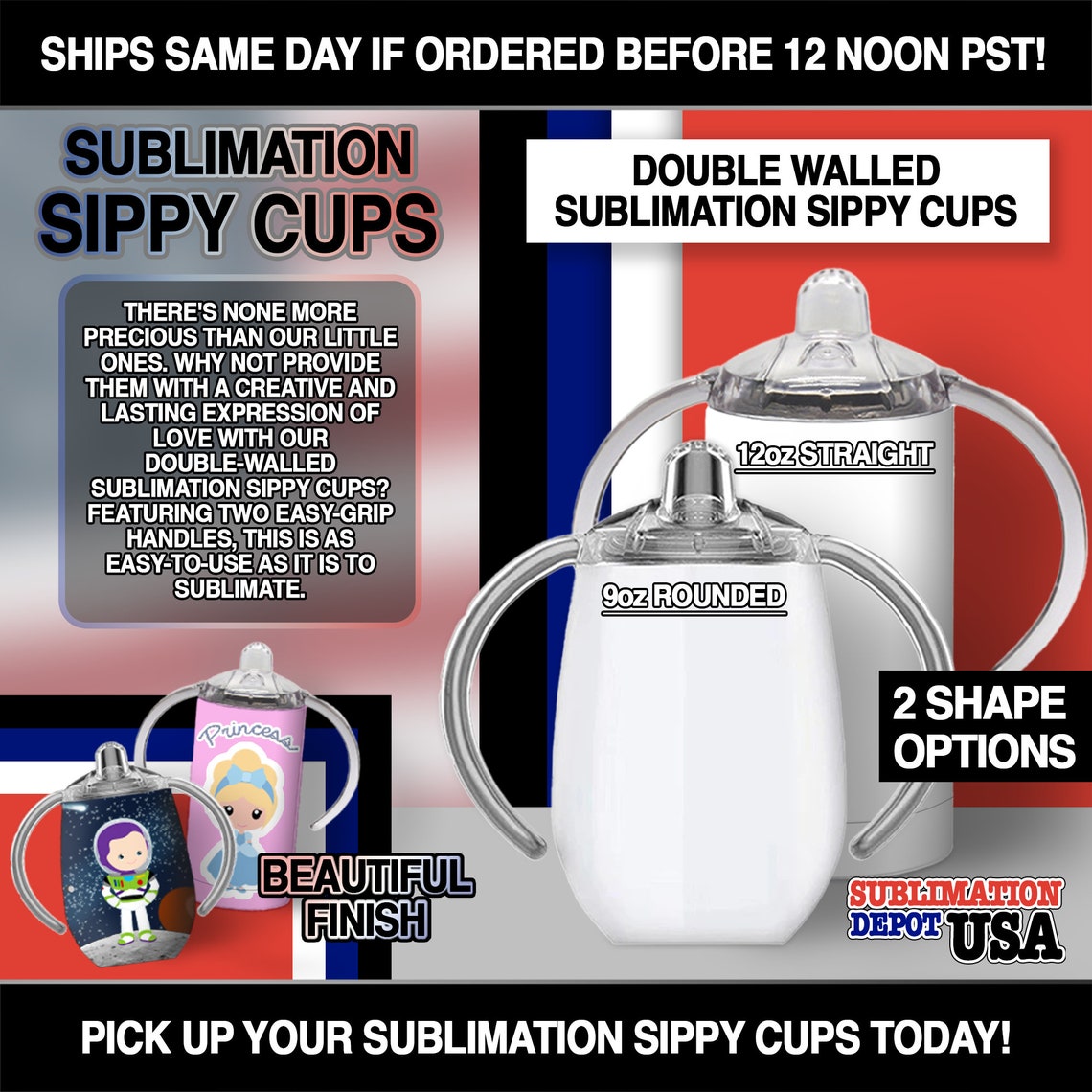Sublimation Sippy Cup With Screw-on, Leak-proof Lid (12oz Straight and ...
