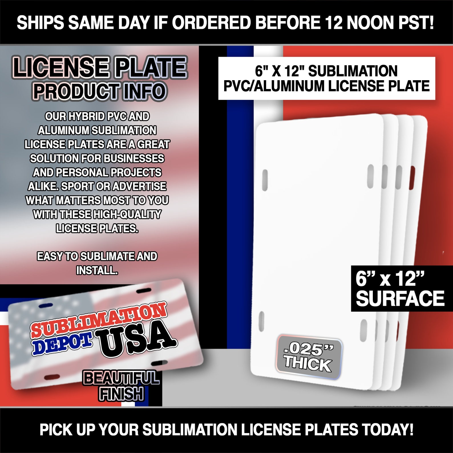 10 Pack - Blank Sublimation License Plates - 6" X 12" Single-sided ...