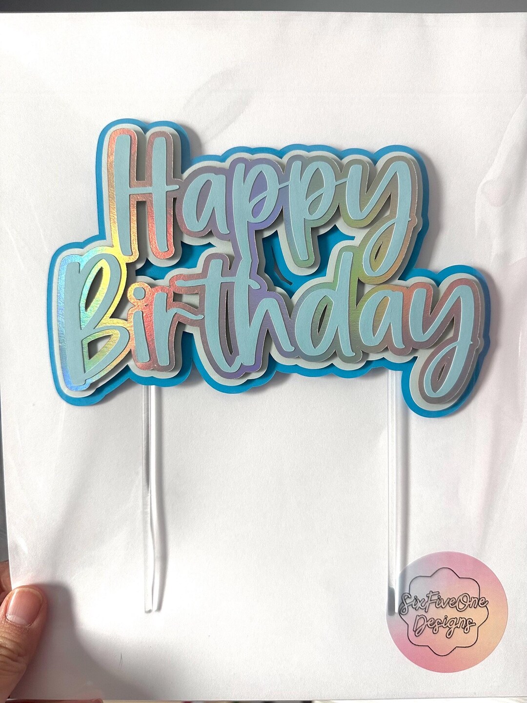 Cake Topper Birthday, Blue Happy Birthday, Party Decoration, Birthday ...