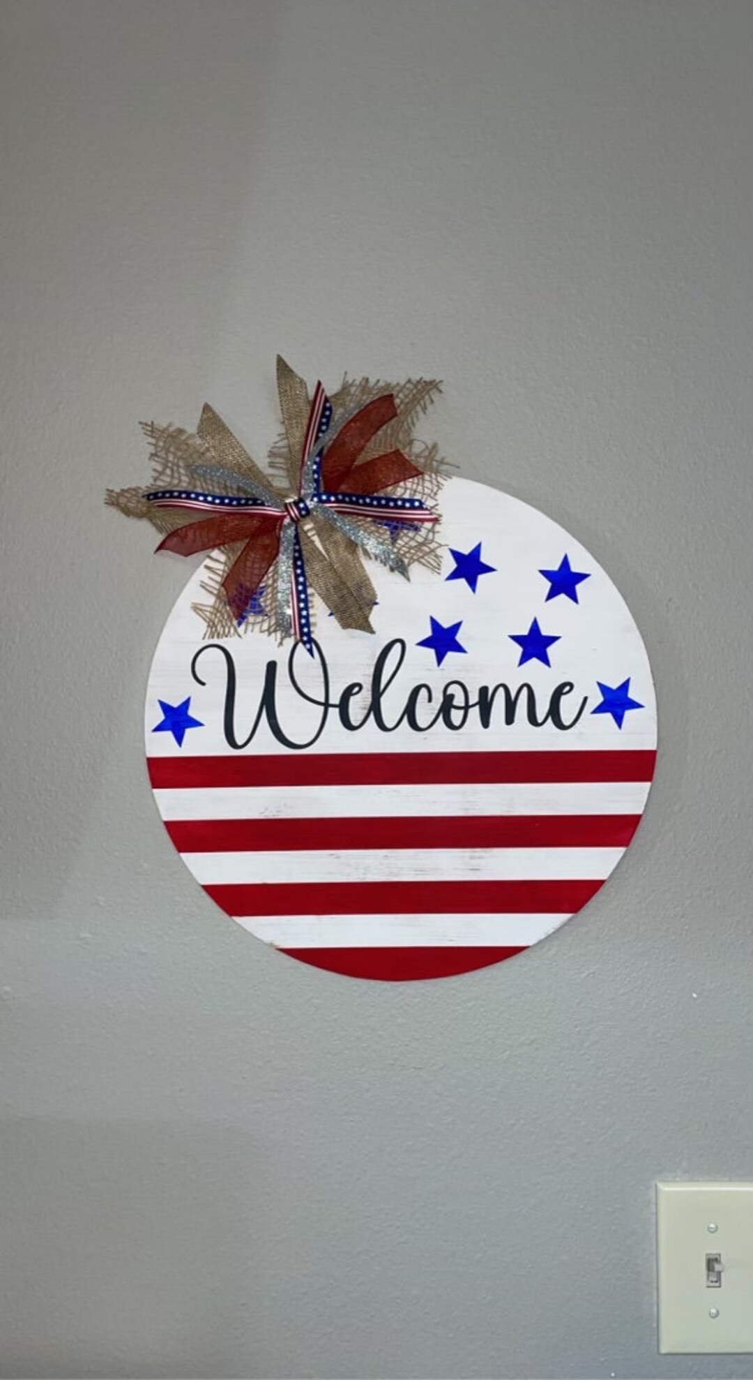 Patriotic Welcome Sign, Red White & Blue, Entry Sign - Etsy