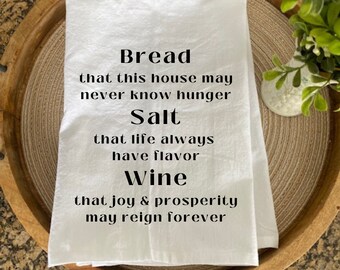 Housewarming Gift Basket of Bread Salt and Wine - Etsy