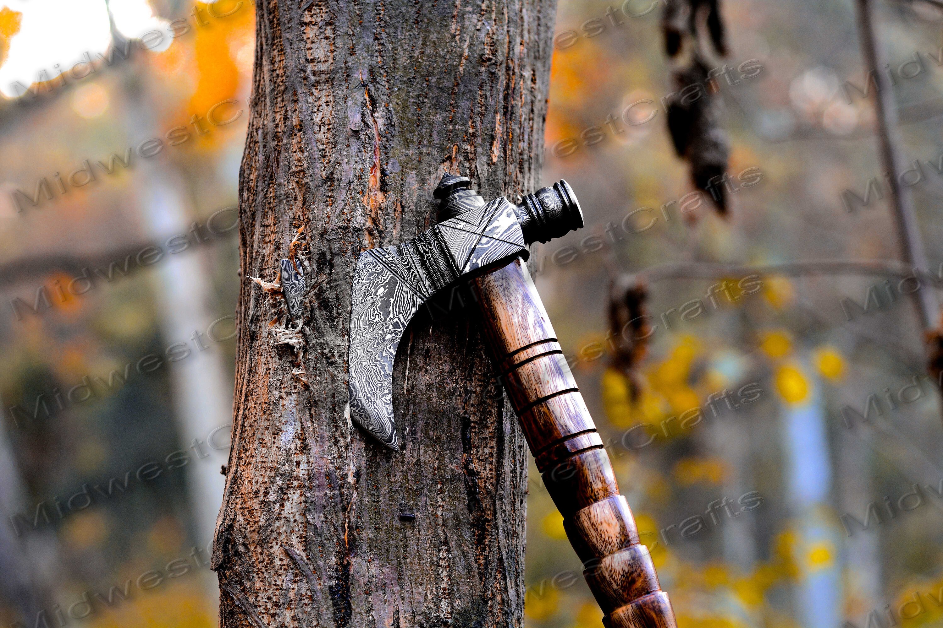 Custom Made Damascus Steel Tomahawk SMOKING AXE, Rose Wood, Handmade ...