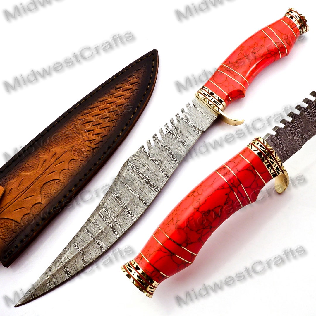 Hand Forged HUNTING KNIFE With Sheath Antique Stone Fixed Blade Custom ...