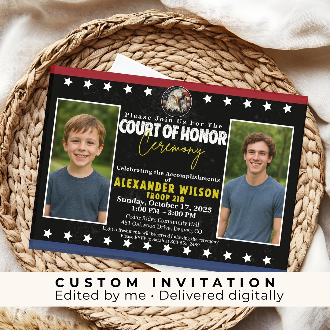 Court of Honor Invitation, Custom Edited Digital Invitation ...
