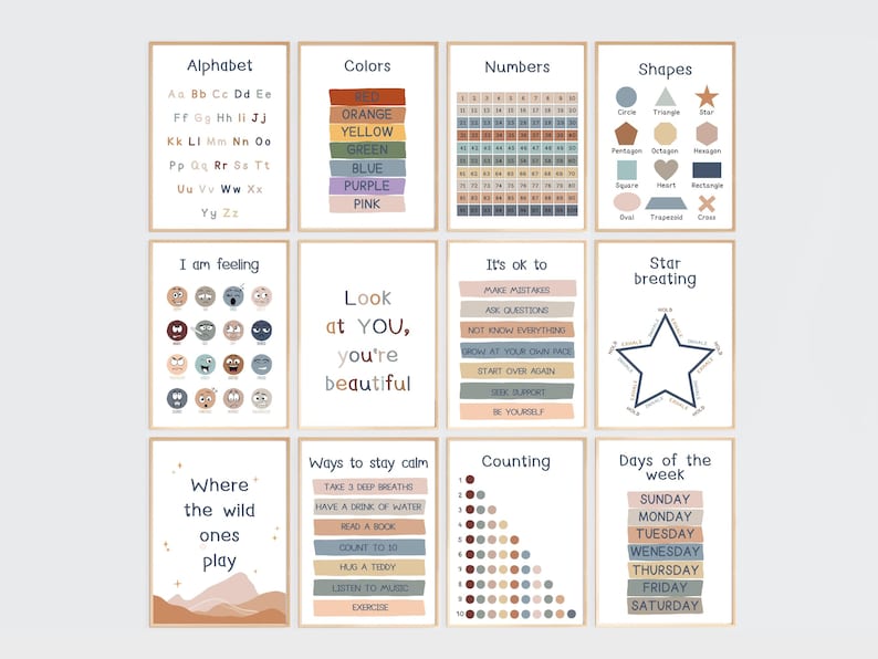 Educational Posters, Set of 12, Calming Corner, Montessori Classroom ...
