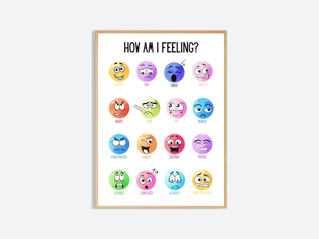 Rainbow Feelings Chart | Montessori Homeschool Decor | Emotions Poster ...