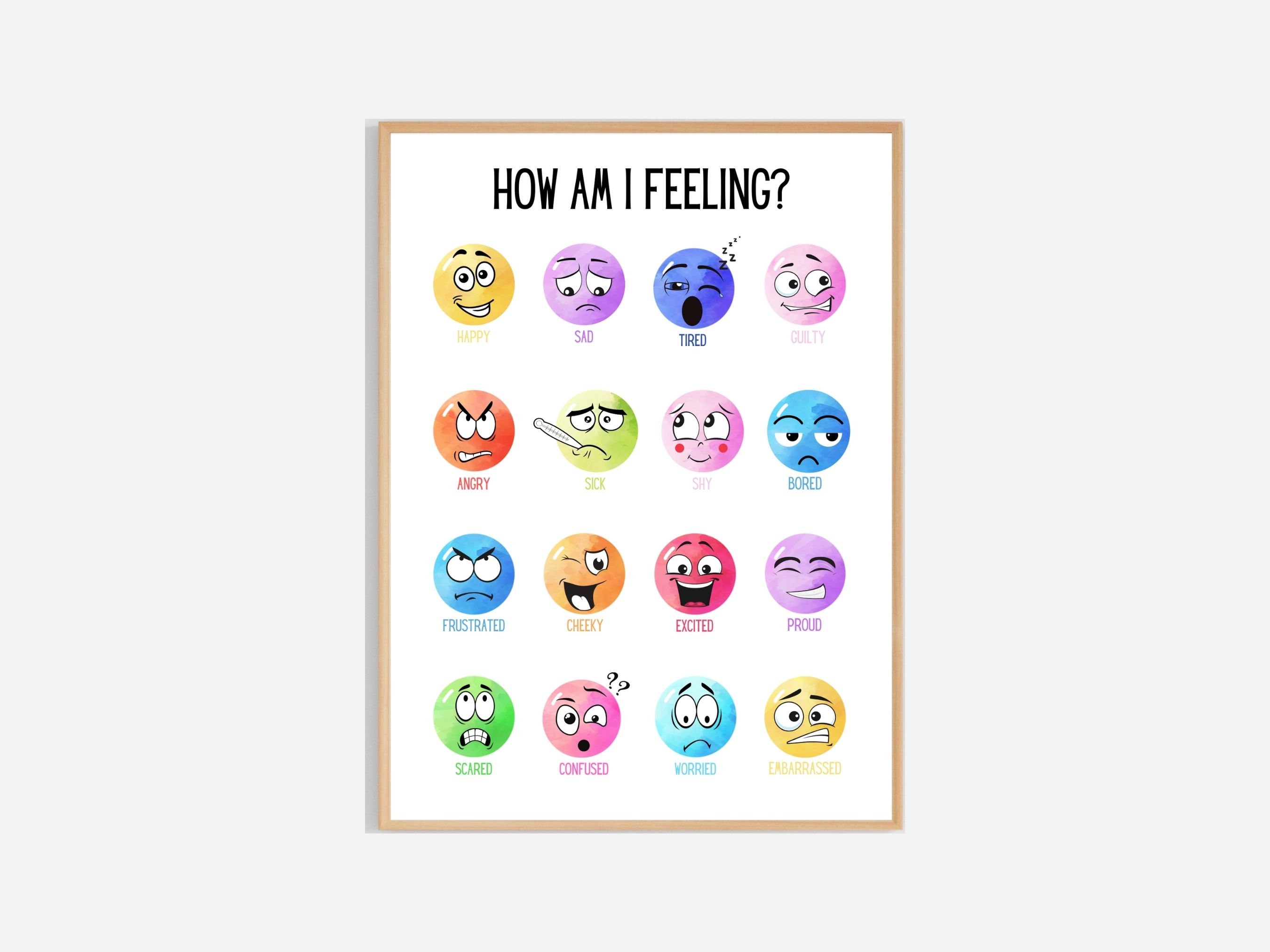Rainbow Feelings Chart | Montessori Homeschool Decor | Emotions Poster ...