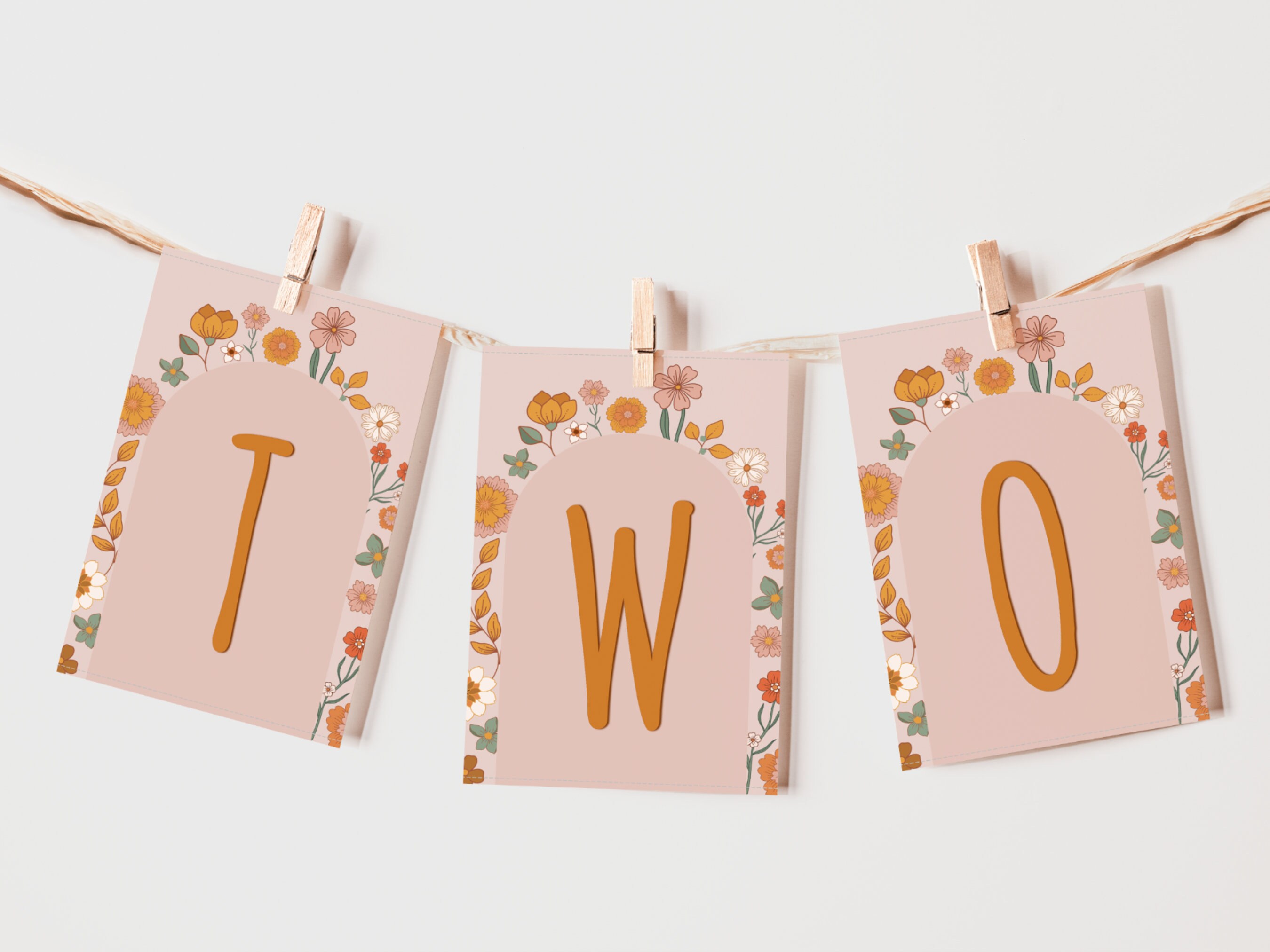 Editable Wildflower Two Wild Birthday Bunting Banner, Baby Girl Party ...