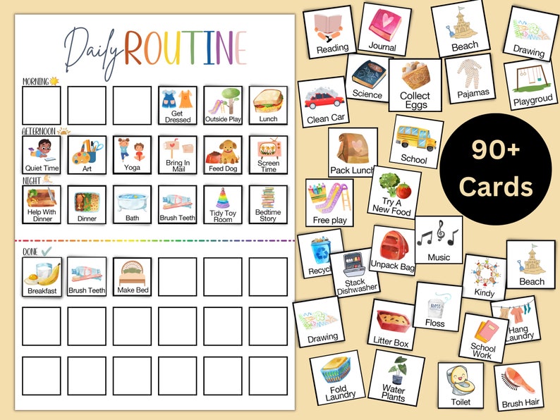Kids Daily Responsibilities Chart, Printable Daily Routine, Chore Chart ...