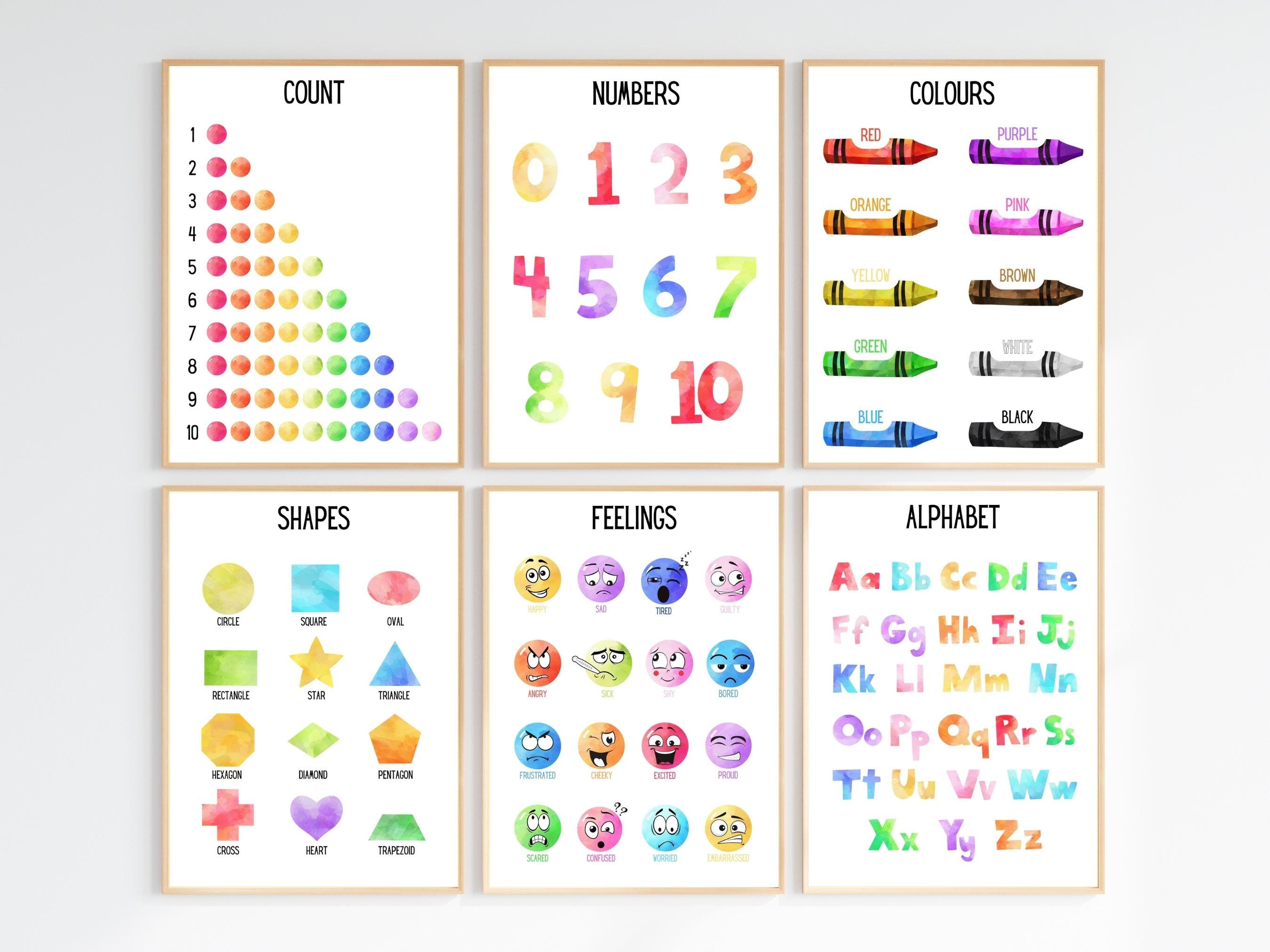 Toddler Educational Posters | Set of 6 | Playroom, Classroom Posters ...