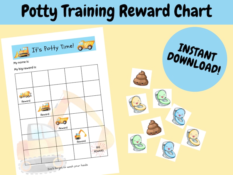 Printable Construction Potty Training Reward Chart, Instant Download ...
