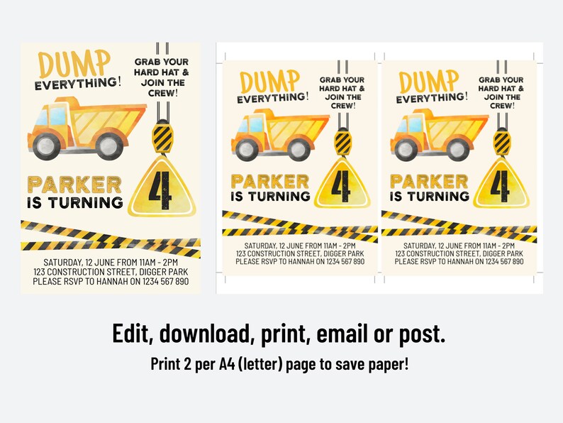 EDITABLE Construction Party Signs, DIY Construction Party Signs ...