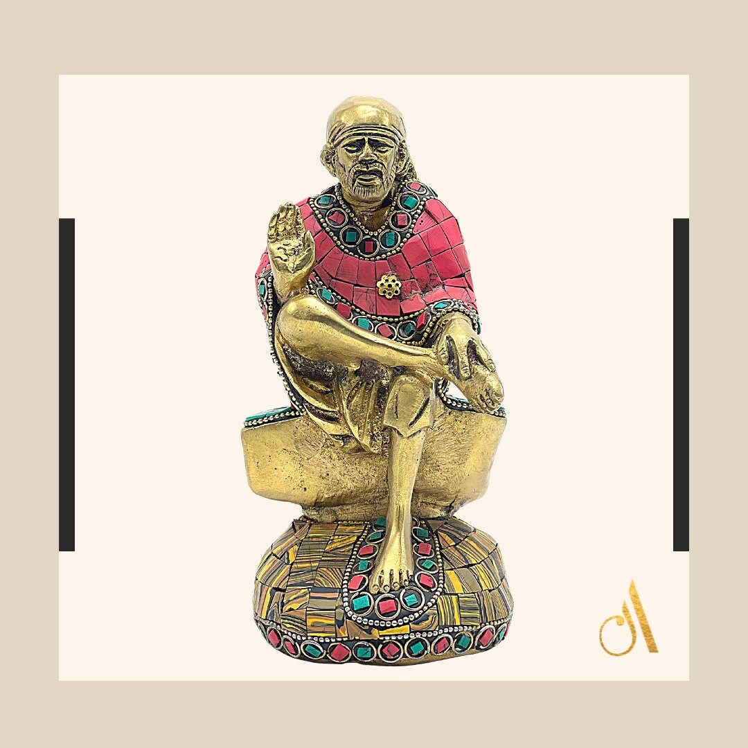 Shirdi Shirdi Sai Baba Brass Statue With Stone Work Sai Baba Statue for ...
