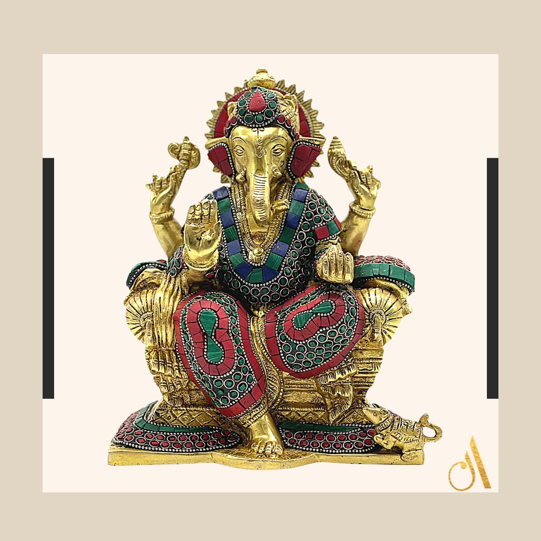 Lord Ganesha | Masand Ganesha | Ganesha With Mooshak (mouse) | Brass ...