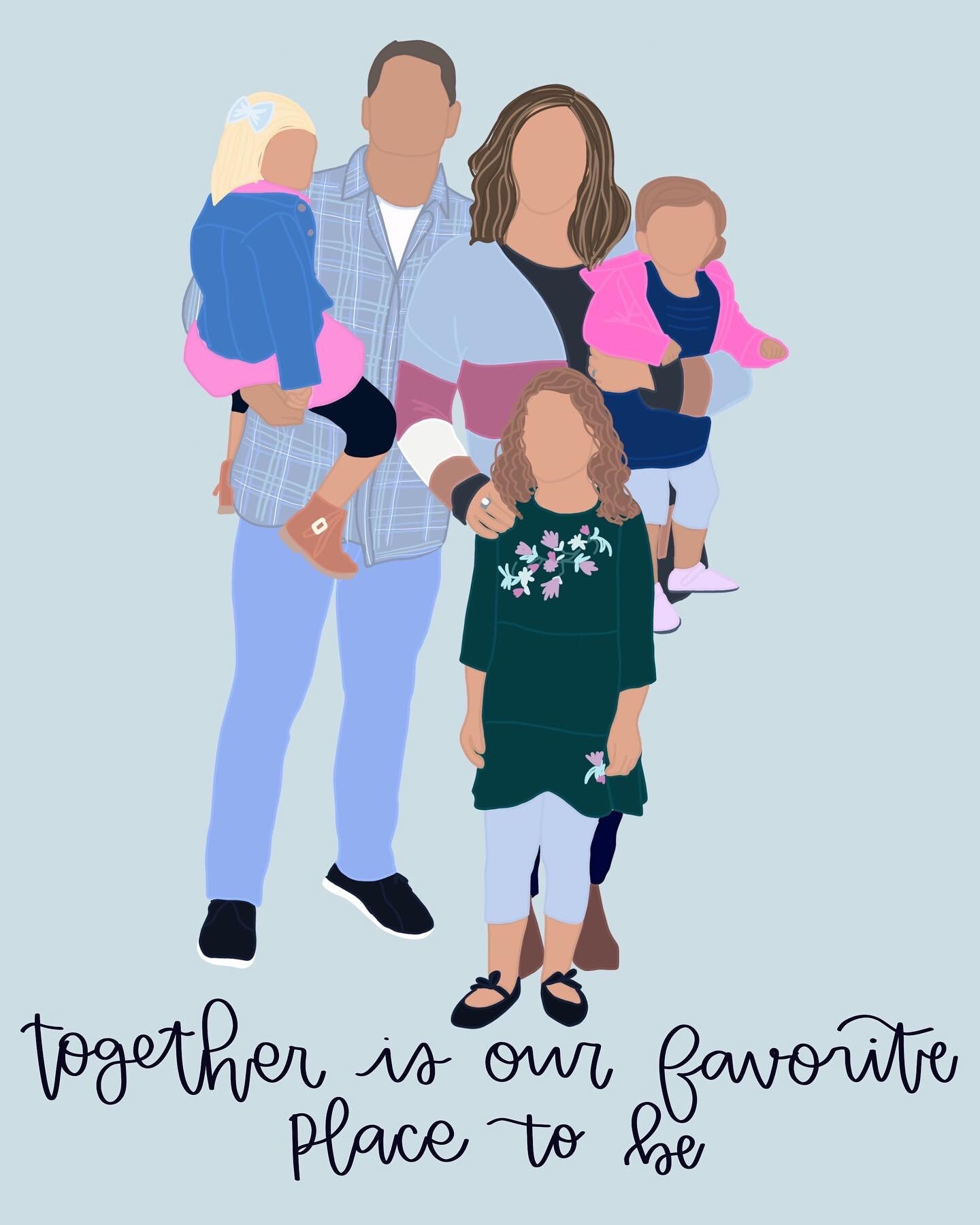 Digital Faceless Family and Couple Portrait, Custom Faceless Portrait ...