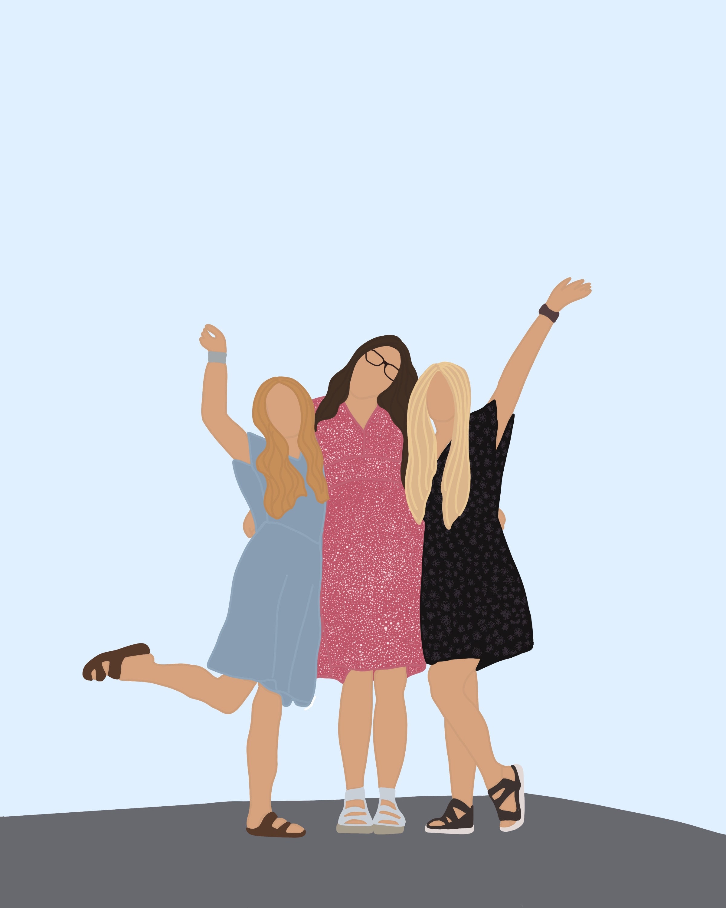 Digital Faceless Family and Couple Portrait, Custom Faceless Portrait ...