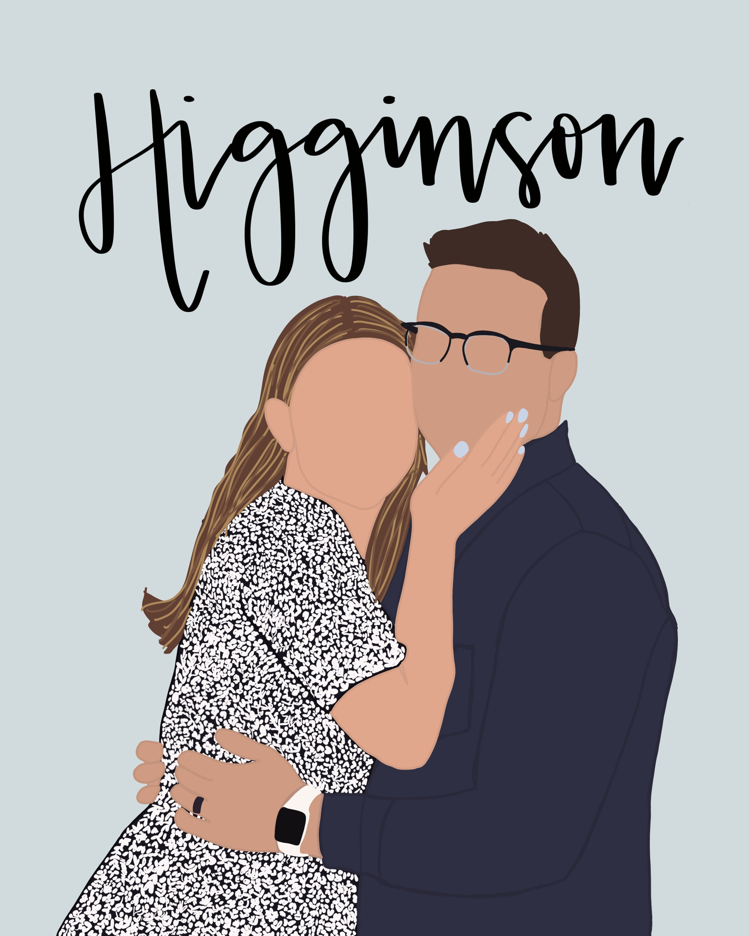 Digital Faceless Family and Couple Portrait, Custom Faceless Portrait ...
