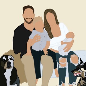 Digital Faceless Family and Couple Portrait, Custom Faceless Portrait ...