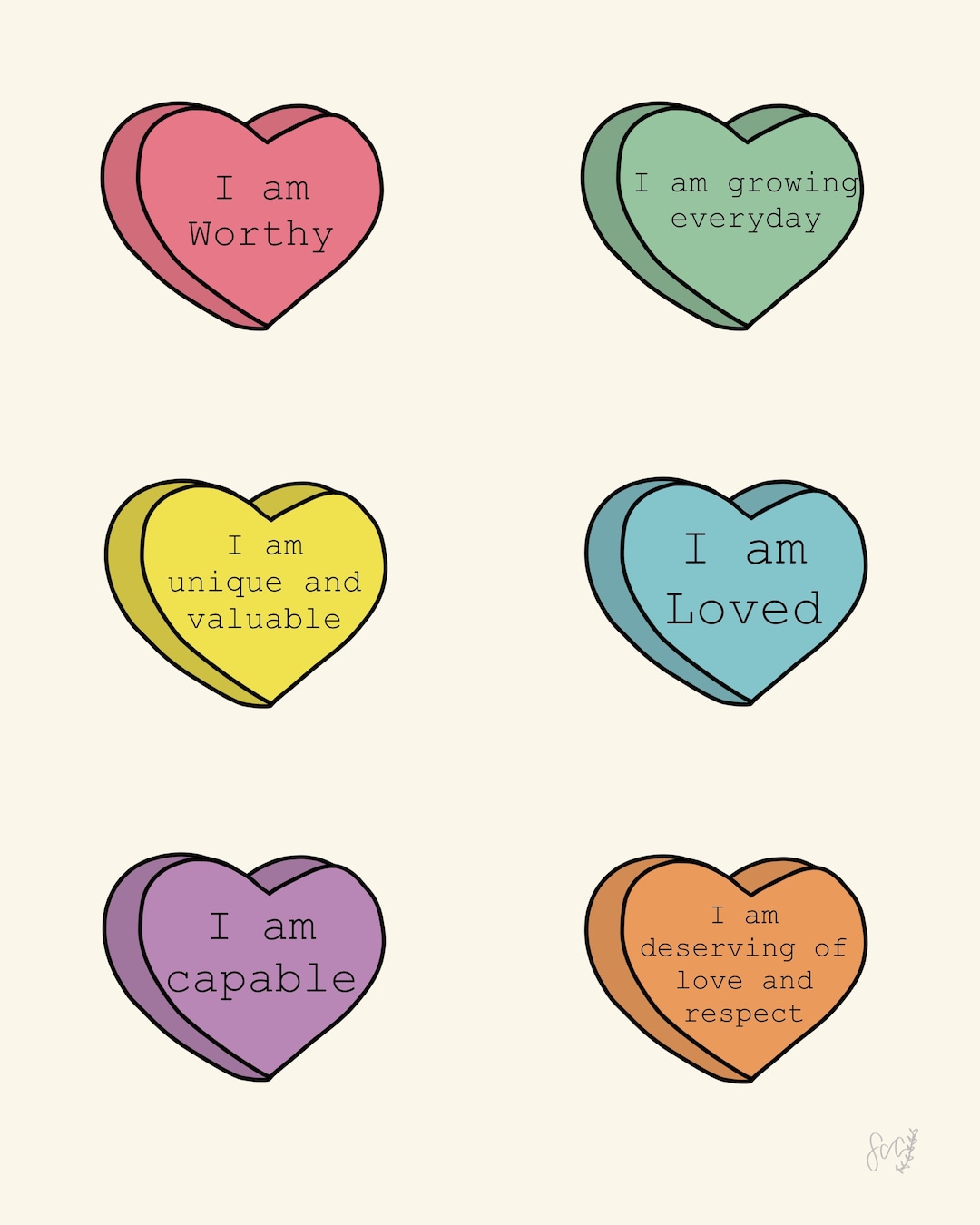 Conversation Hearts Affirmations Digital Valentines Day File - Etsy