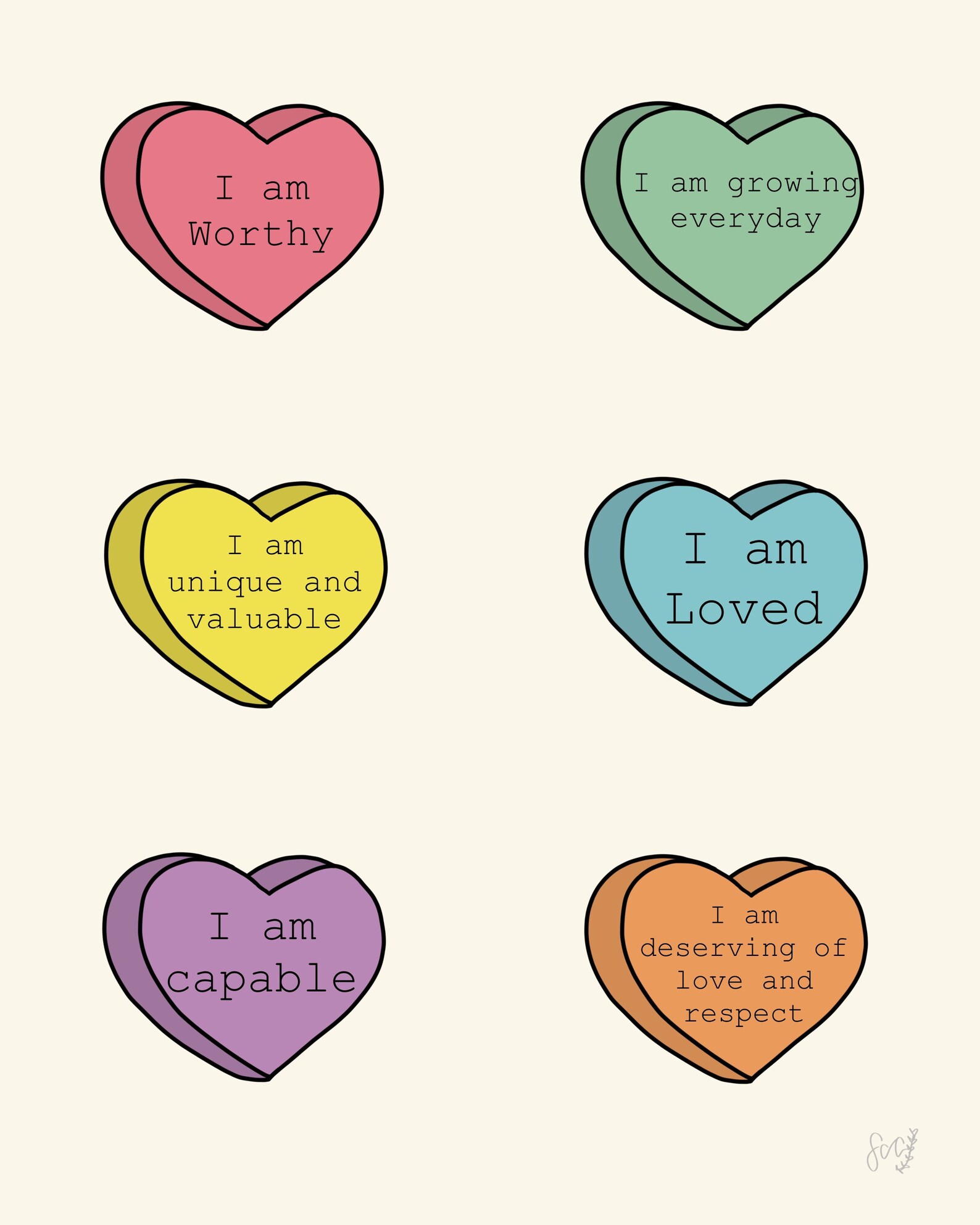 Conversation Hearts Affirmations Digital Valentines Day File - Etsy