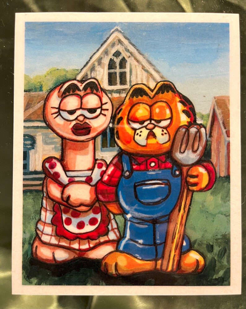 Garfield Sticker, American Gothic Parody Vinyl Glitter and Waterproof ...